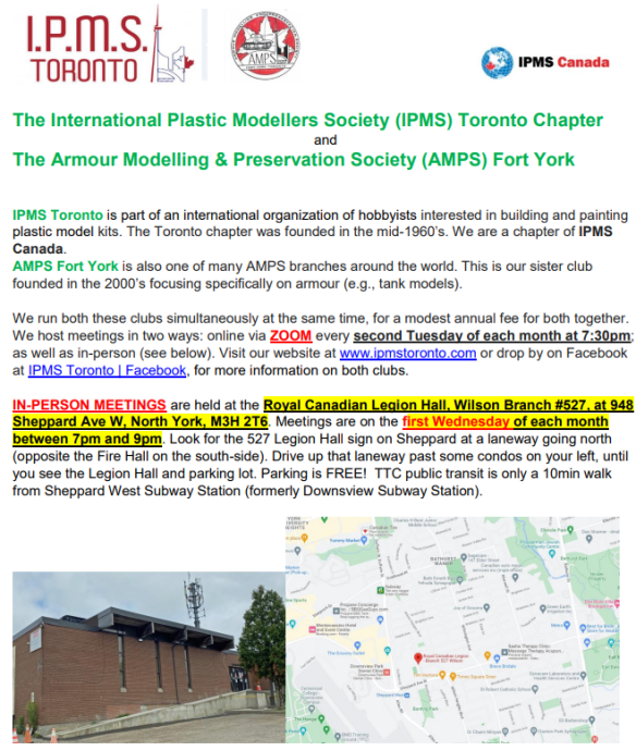Important: New Meeting Location and Schedule! | IPMS Toronto